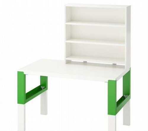 Phlполь Письменн стол с полками, белый/зеленый96x