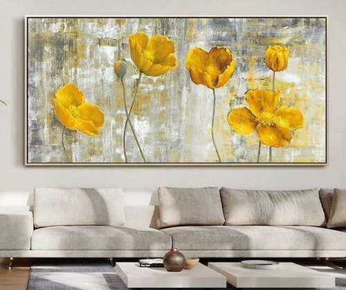 Картина маслом в интерьер Жёлтый цветок