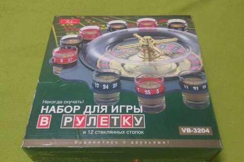 Набор для игры в рулетку и 12 стеклянных стопок (п