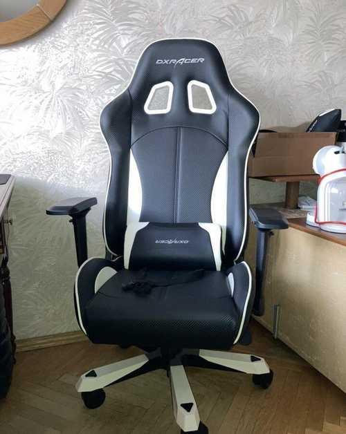 Кресло игровое DxRacer OH/FE08/NW, чёрное с белым