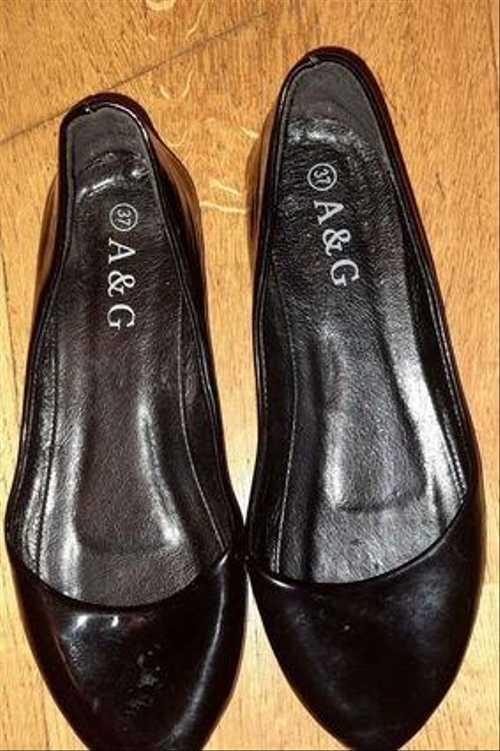 Балетки женские лаковые черные A&G, 37 размер