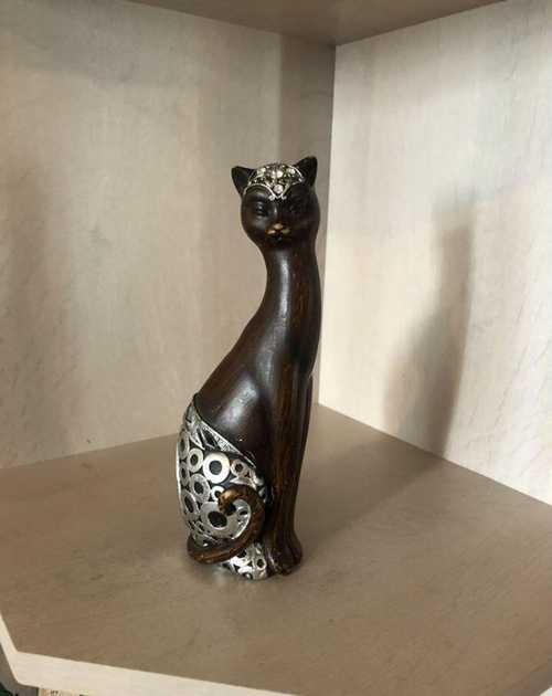 Кот кошечка статуэтка деревянная