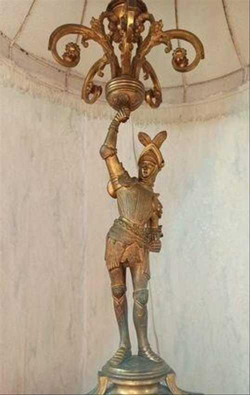 Старинный антикварный бронзовый Канделябр - лампа