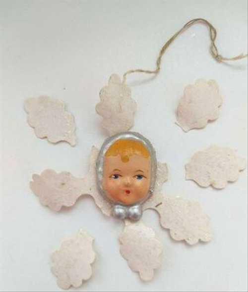 Елочная игрушка снежинка с лицом ребенка