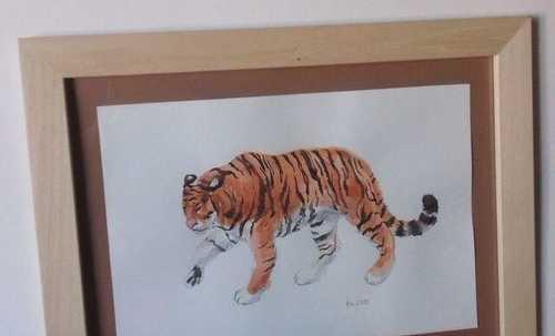 Картина тигр акварель
