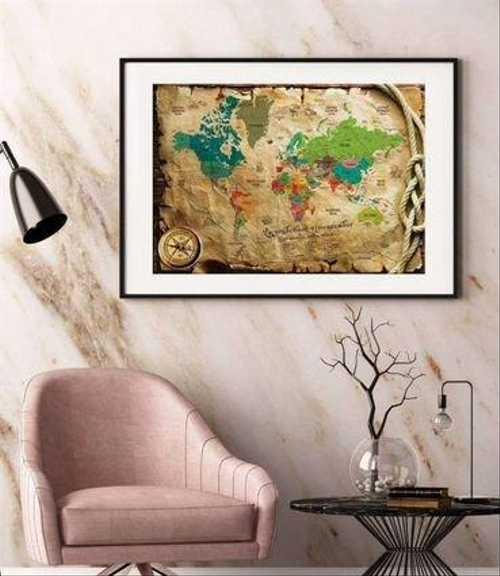 Карта мира на стену, подарок на день рождения