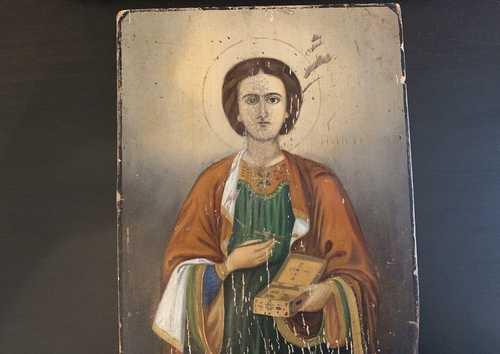 Икона старинная Святой Пантелеимон