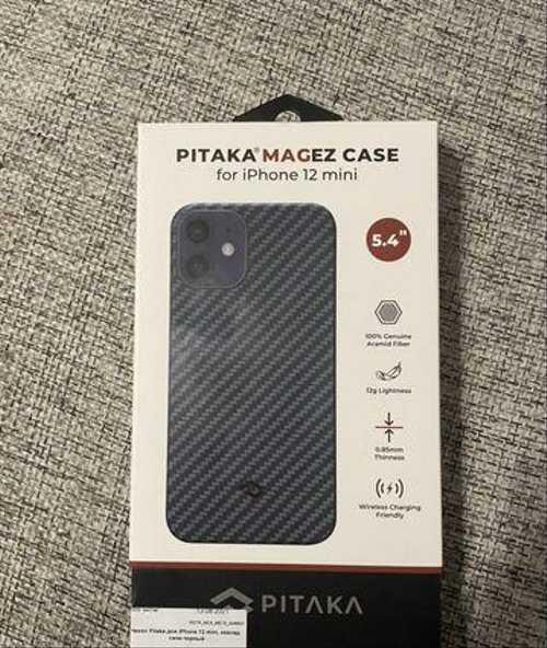 Чехол Pitaka на iPhone 12 mini, кевлар, сине-черны