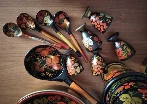 Посуда деревянная Хохломская роспись