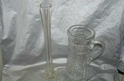 Изделия из стекла сер. 20 - го века: ваза и кувшин
