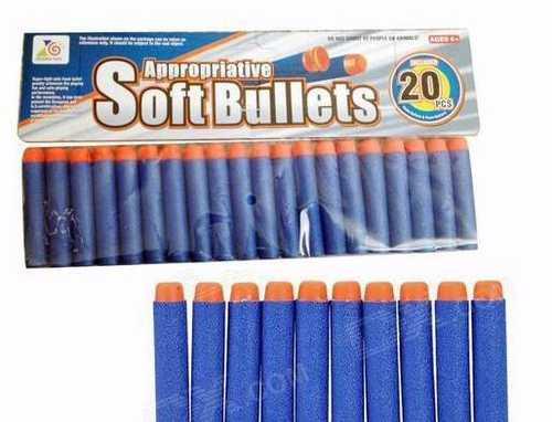 Набор мягких снарядов пулек Soft Bullets, 20 штук