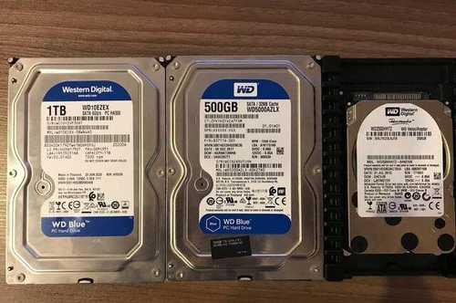 Продаю HDD WD 1TB, WD 500G, WD Velociraptor 250GB