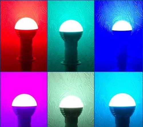 Лампа светодиодная RGB. (Е 14, Е 27) с пультом