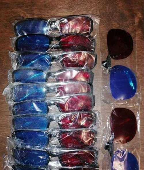 Стерео очки красно-синие 10 обычн.и 2 с клипсой