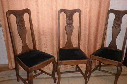 Шикарные деревянные стулья, старинные, 3 штуки