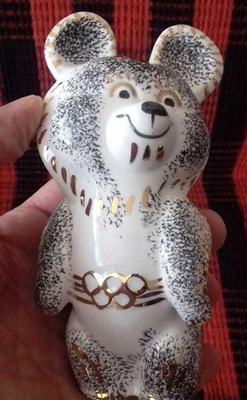 Статуэтка Мишка олимпийский фарфор с позолотой