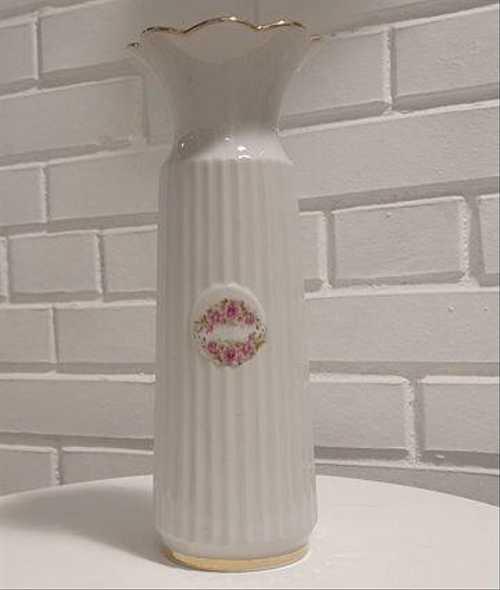 Винтажная ваза лоз, белый фарфор, цветы, 31 см