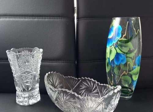 Хрустальная ваза, хрустальный салатник, ваза стекл