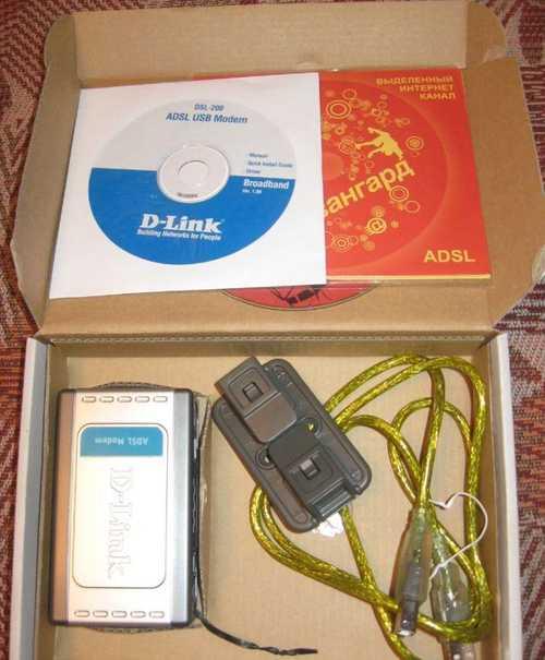 USB adsl-модем D-link DSL-200 и splitter