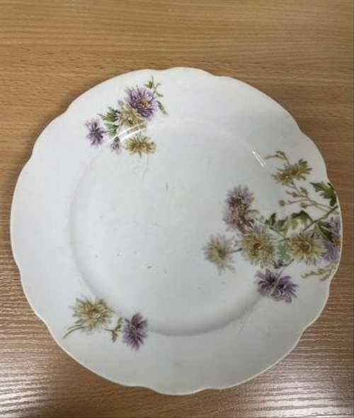 Старинная тарелка Кузнецов, цветы, до 1917 г