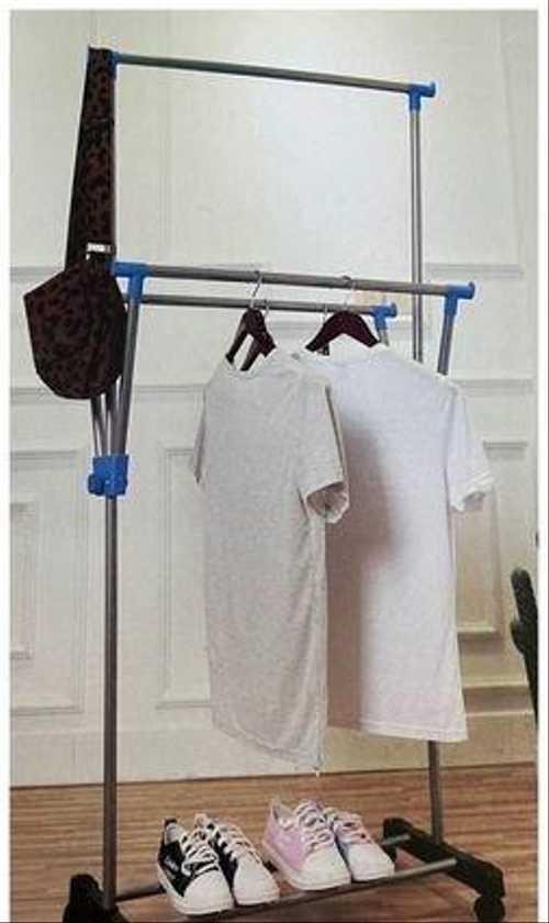 Вешалка напольная для одежды (3 штанги) (0022)