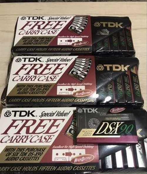 Аудиокассеты TDK DS-X90 + кейс на 15 кассет