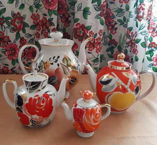 Чайники заварочные, доливные, фарфор, СССР