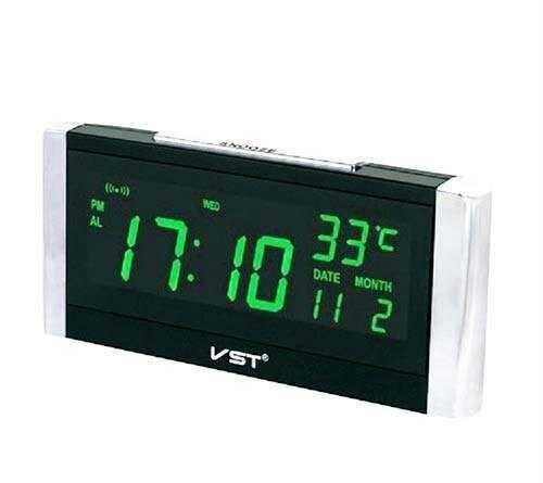 Часы-будильник VST-731W с зелёной подсветкой