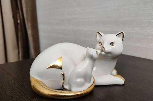 Статуэтка кошки фарфор кристаллы Swarovski