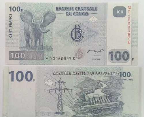 Конго 100 франков 2013г, пресс