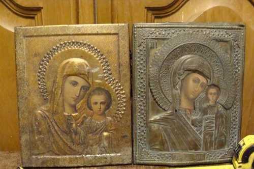 Казанская Богородица икона оклад металлография