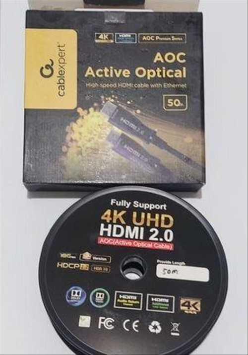 Кабель hdmi v2.0 50м Cablexpert (ссвр-hdmi-AOC)