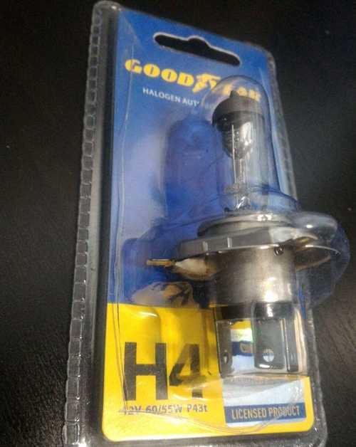 Лампа галогенная Goodyear p43t Н4, 12V, 60/55W