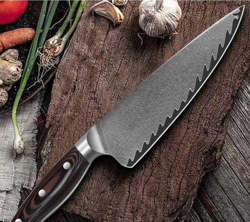 Кухонный нож Шеф дамасская сталь 67 слоев