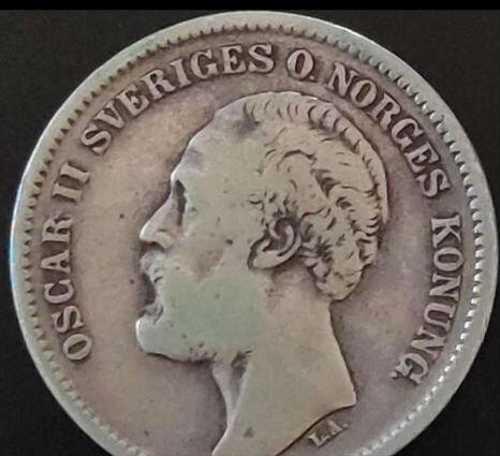 Монета 2 шведских кроны