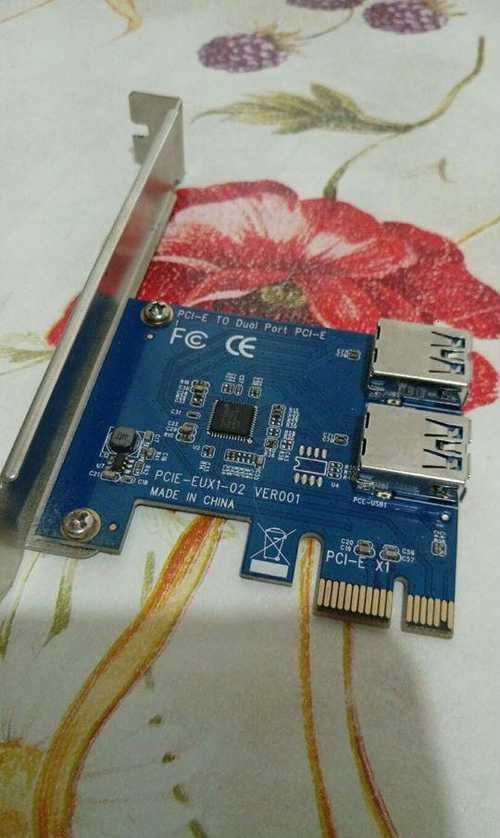 Переходник контроллер PCI-E 1 to 2 usb 3.0