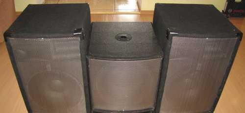 2 проф колонки+сабвуфер 1300Вт бас15" SK+18Sound