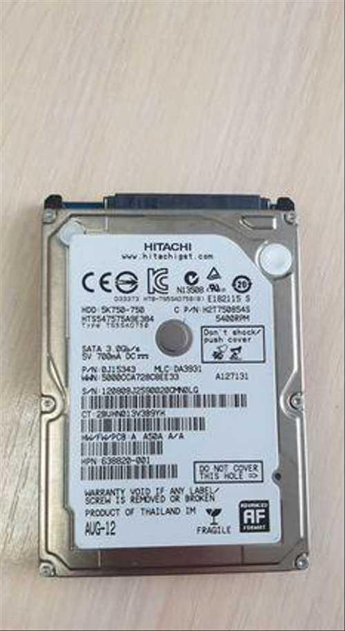 Жесткие диски (HDD) 2.5" - Hitachi 750 GB