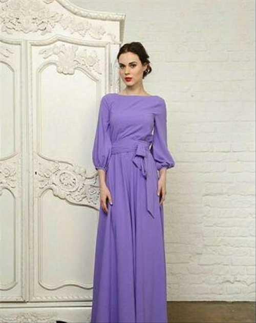 Фиолетовое платье в пол