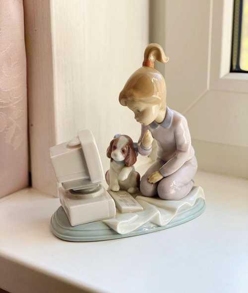 Lladro статуэтка девочка с щенком, Испания, 2000 г