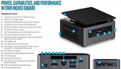 Intel NUC7 (Core i7, 8Gb, SSD 480Gb) (новый)