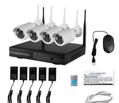 Набор для видеонаблюдения wi-fi 4 камеры + регистр