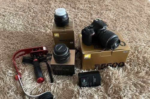 Nikon d5500 kit + объективы + стаб