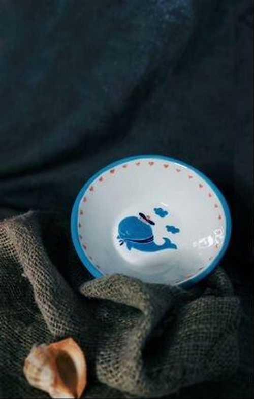 Детская керамическая пиала ручной работы "Китёнок"