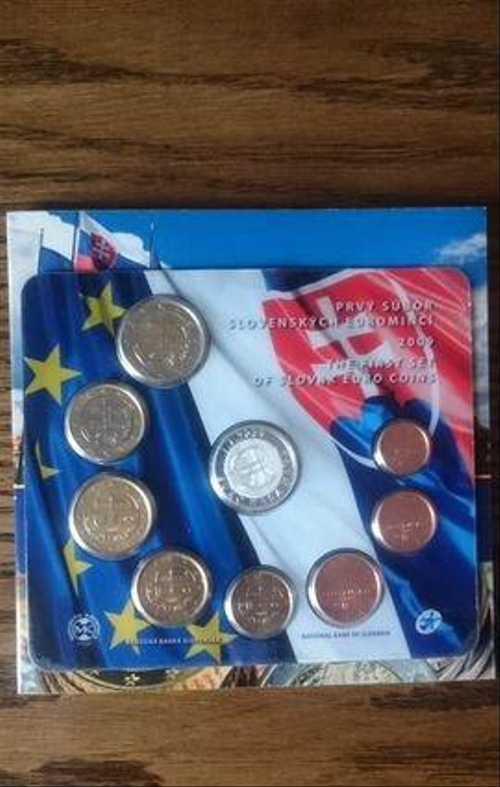 Буклет с евромонетами Словакии "Первые евро Словак