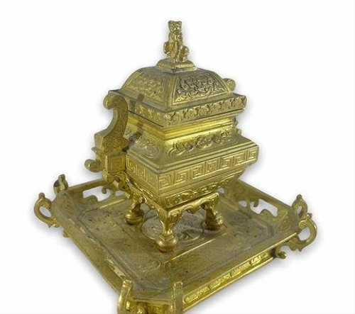 Чернильница Собака бронза до 1917 Пагода Азия