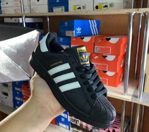 Кроссовки мужские Adidas Superstar черно белые