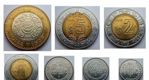Набор монет Мексика (UNC) - 7 монет