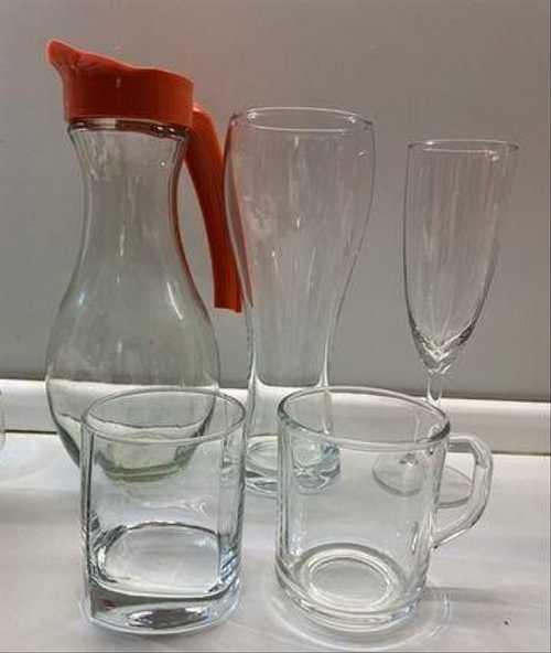 Пивные бокалы, чашки, кувшины, стаканы