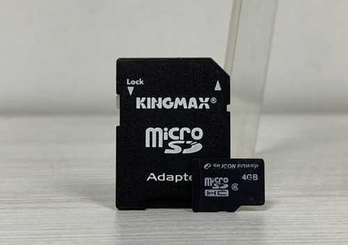 Карта памяти microSD 4GB + SD adapter. Б/у